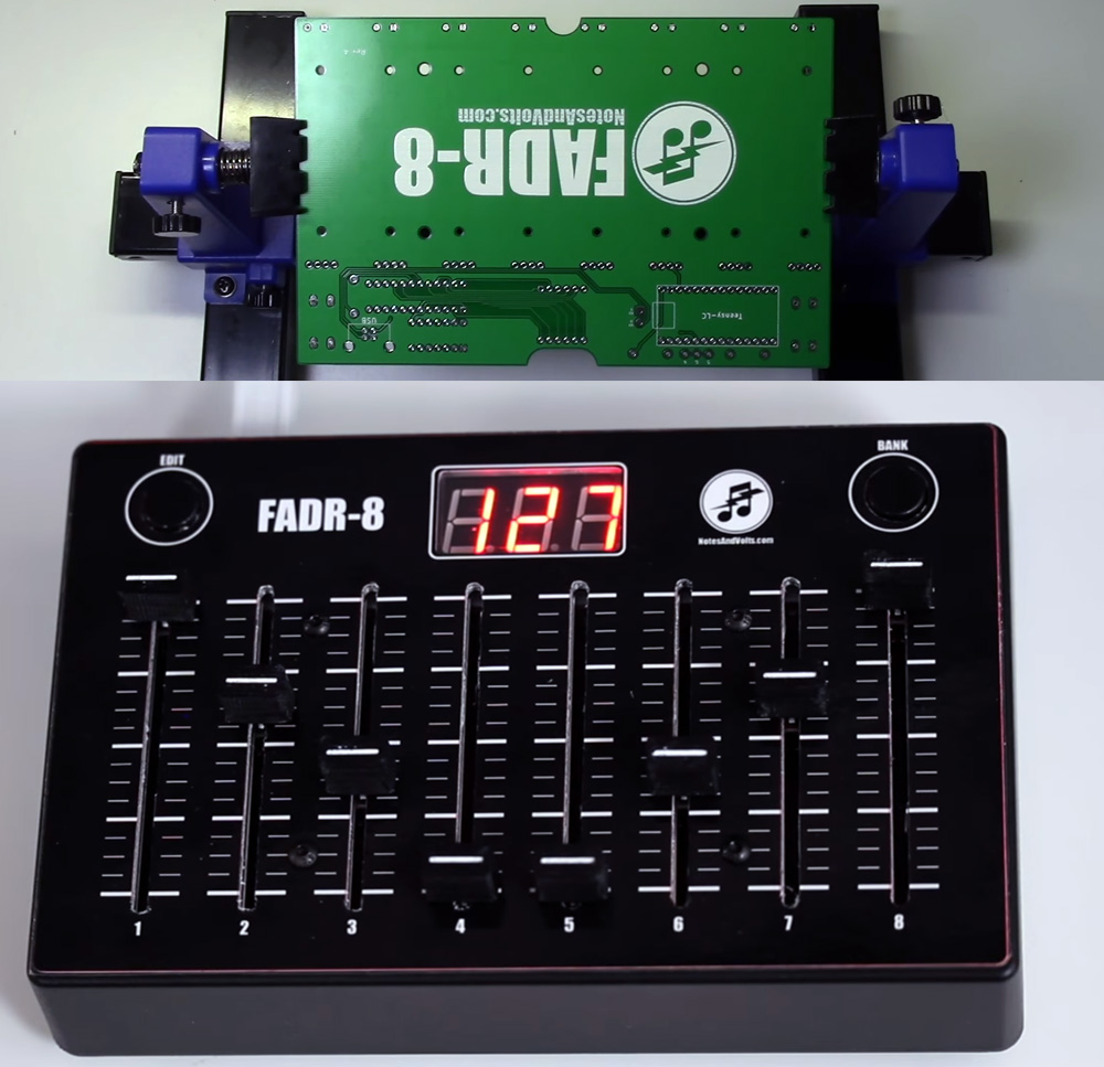 MIDI fader box made by Noteas and Volts