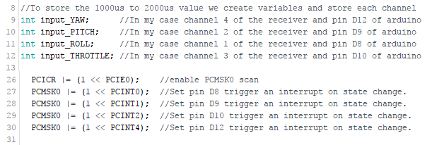 Arduino drone PWM read commercial receiver